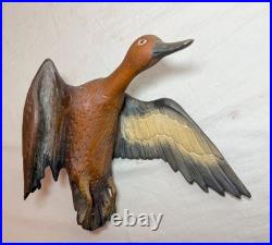 Vintage hand carved wood wall mount duck decoy mallard flying bird ...